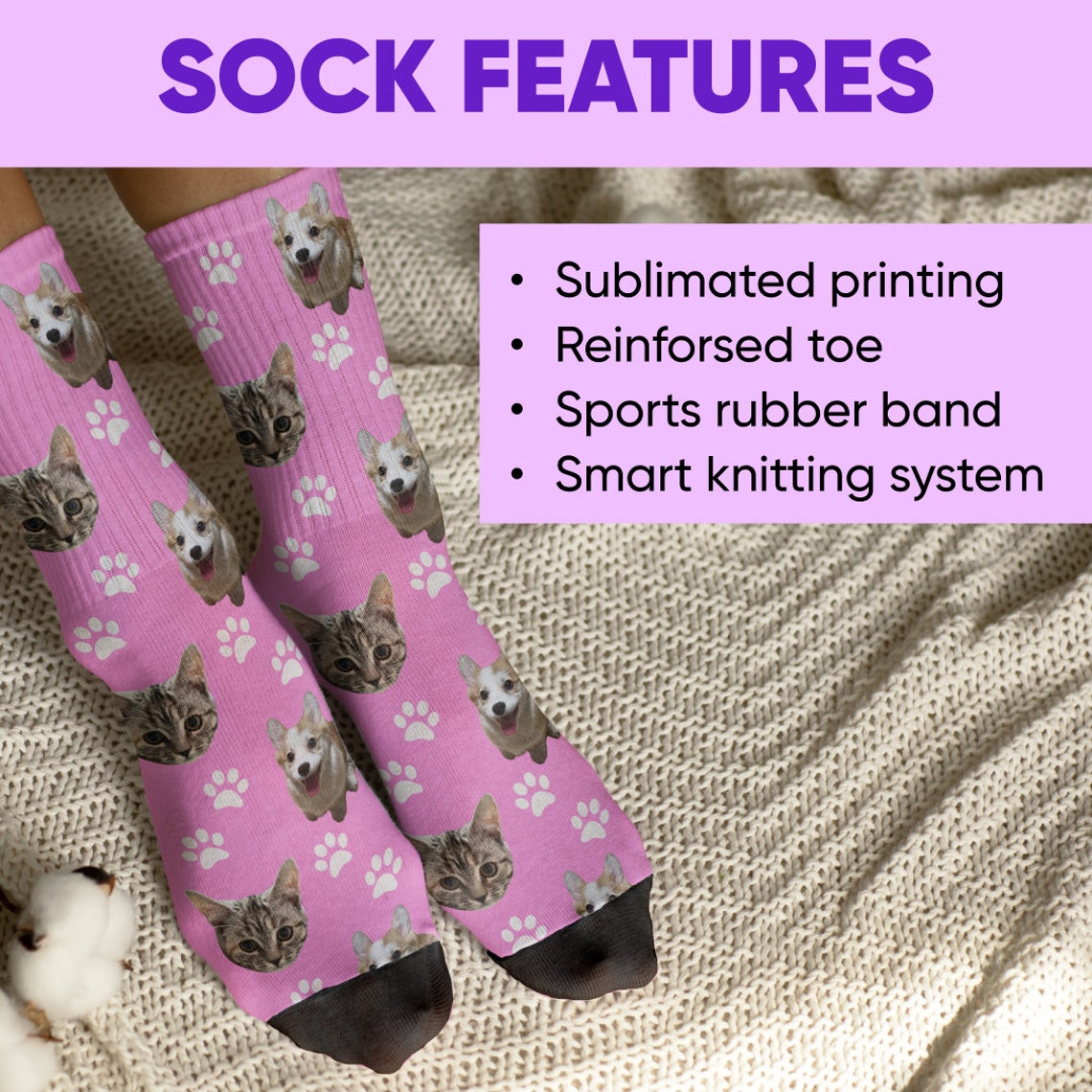 Custom Cat Face Socks, Custom Pet Photo Socks, Personalized Pet Socks ...