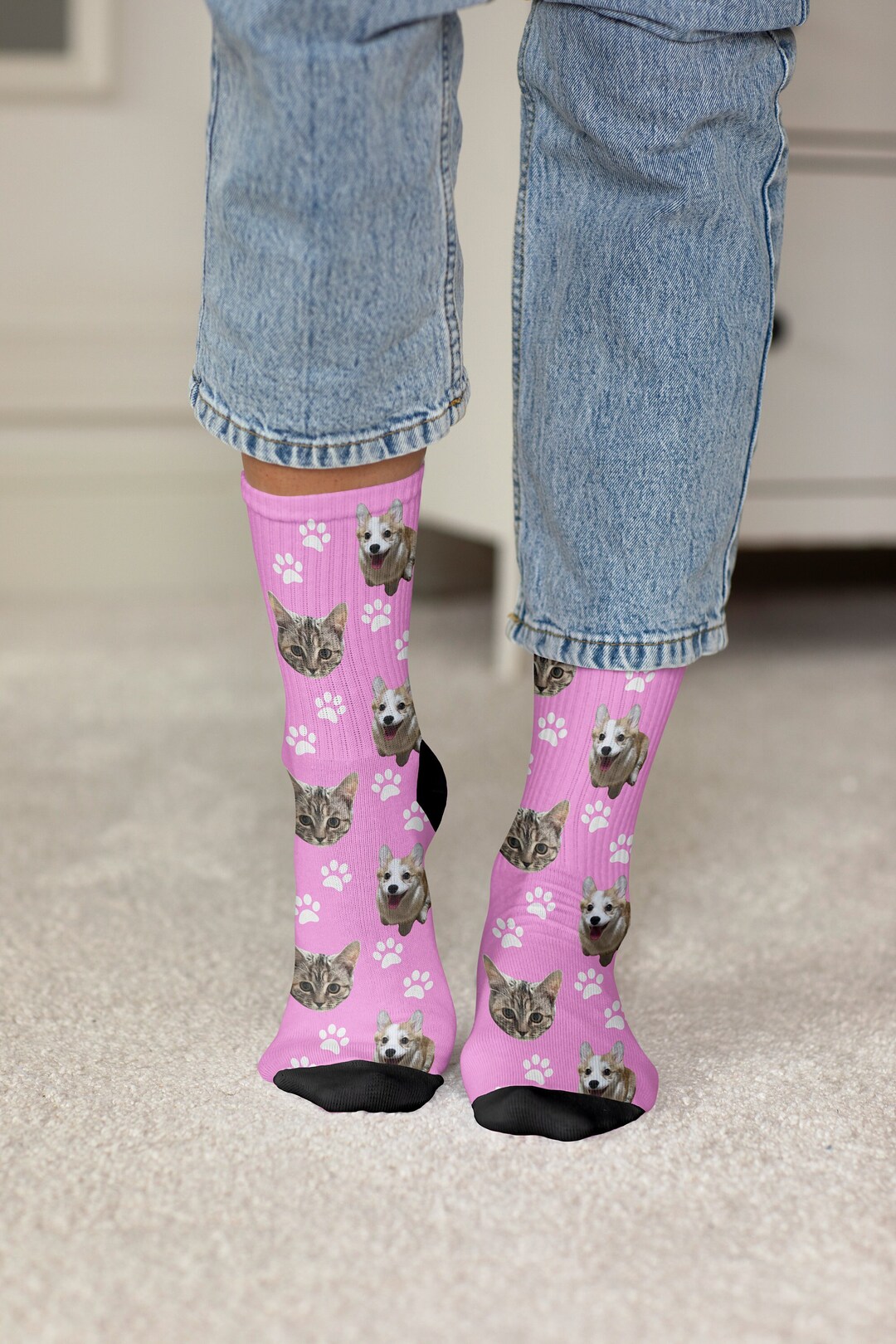 Custom Pet Photo Socks, Custom Dog Face Socks, Custom Cat Face Socks ...
