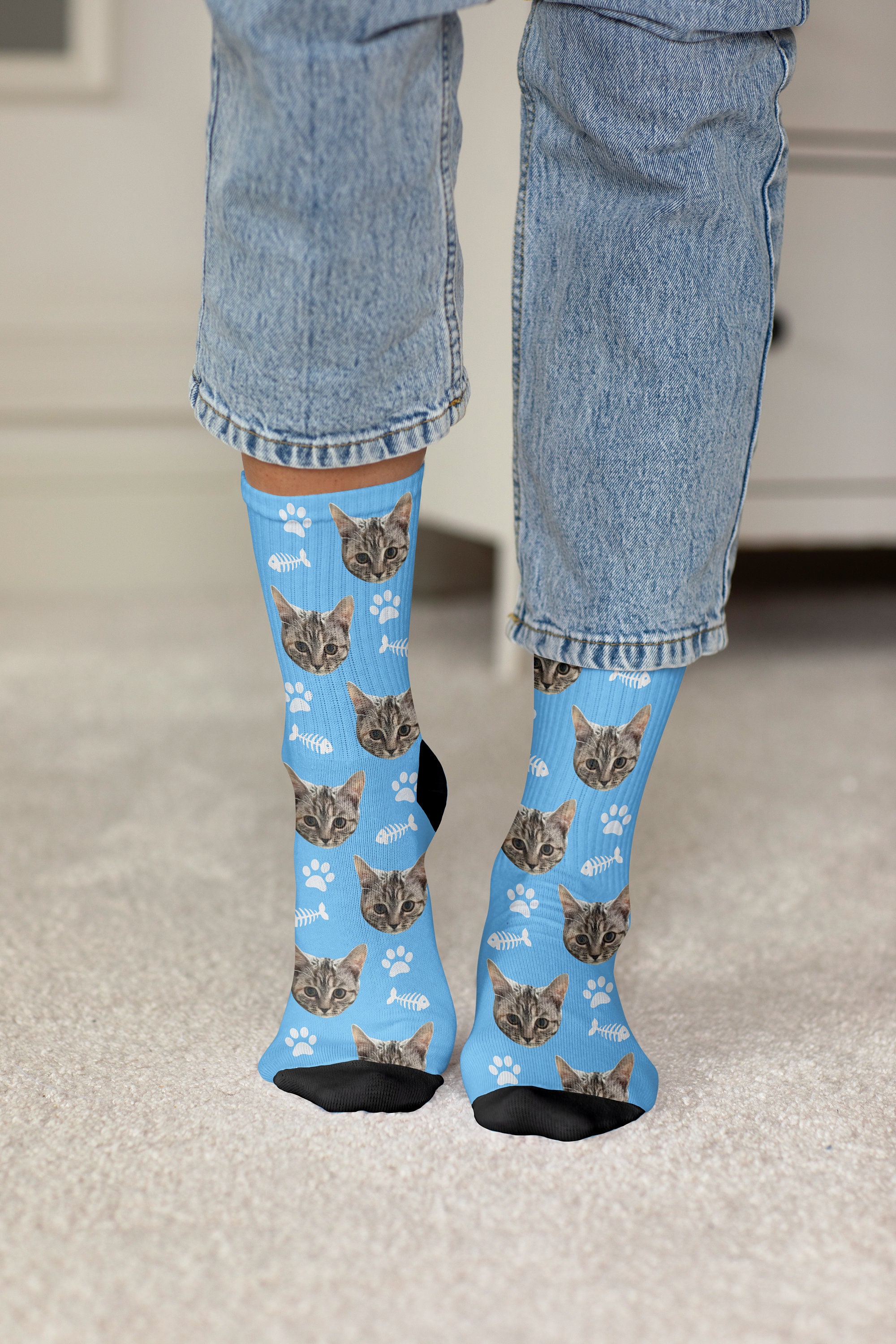 Custom Cat Face Socks, Custom Pet Photo Socks, Personalized Pet Socks ...