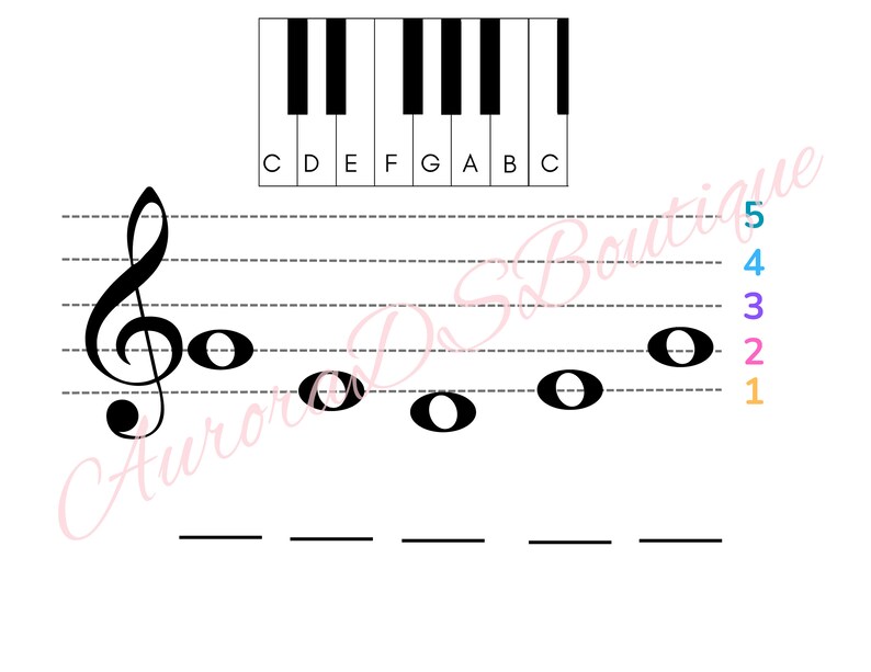 Kid Music Note Learning Worksheet, Treble Clef, CDEFGAB, Simple Easy ...