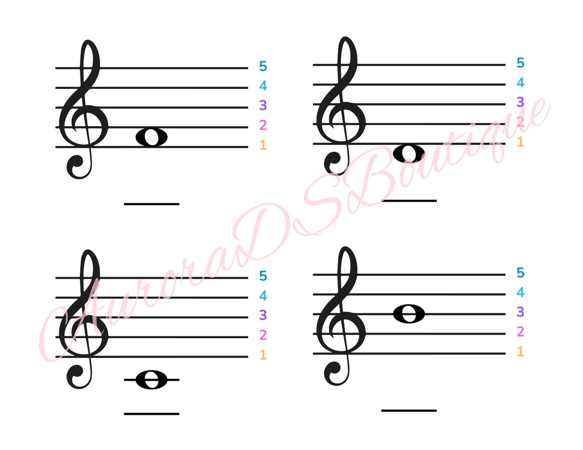 Kid Music Note Learning Worksheet, Treble Clef, CDEFGAB, Simple Easy ...