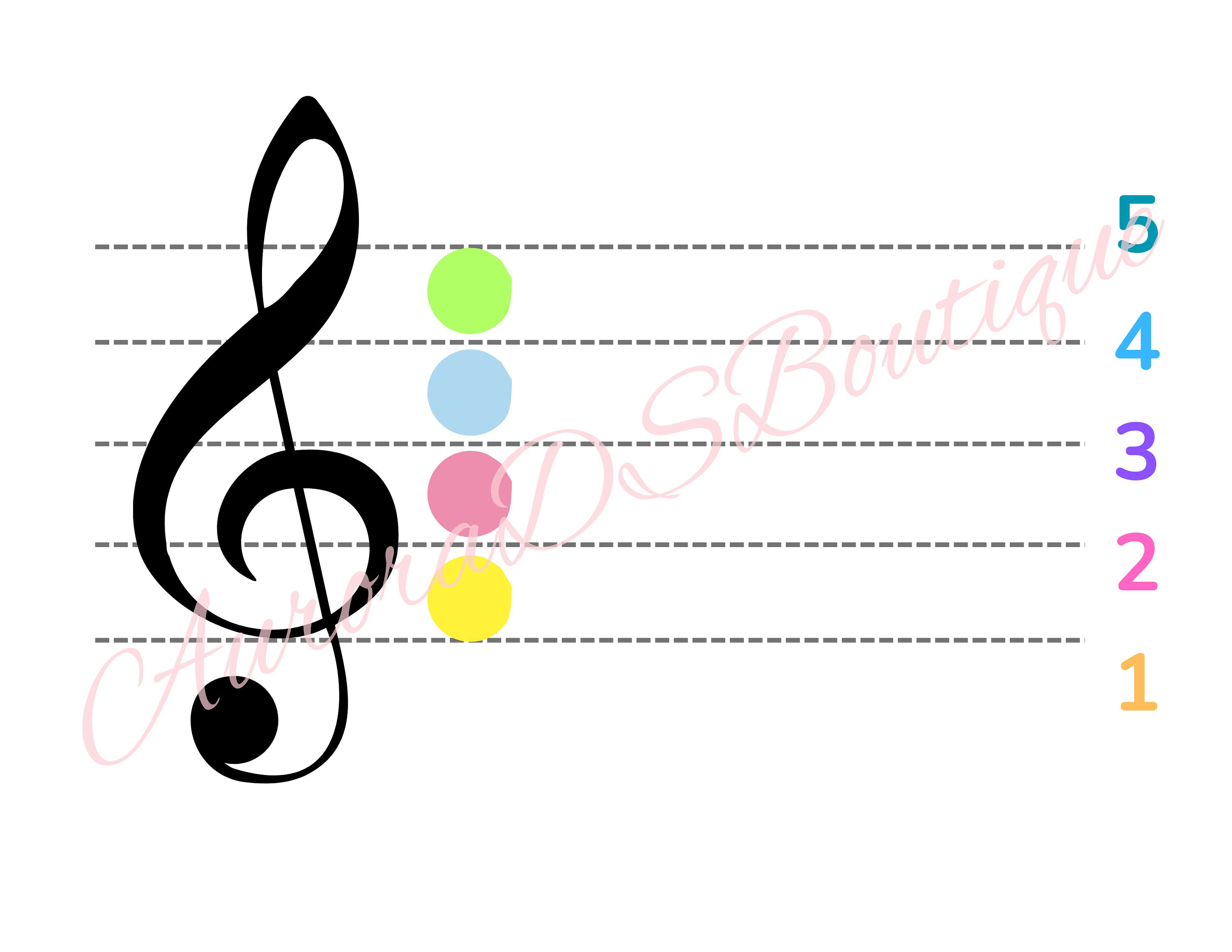 Kid Music Note Learning Worksheet, Treble Clef, CDEFGAB, Simple Easy ...