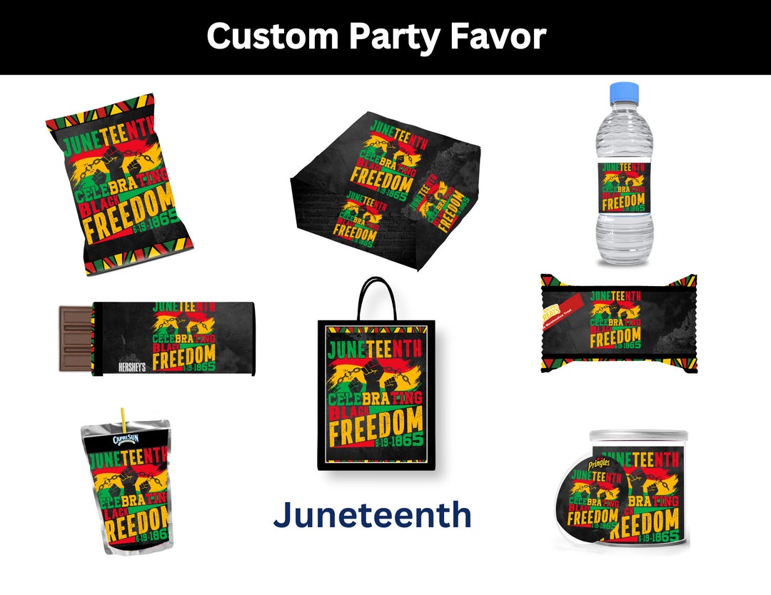 Juneteenth Party Favor, Editable Design Template, Chip Bag, Water ...
