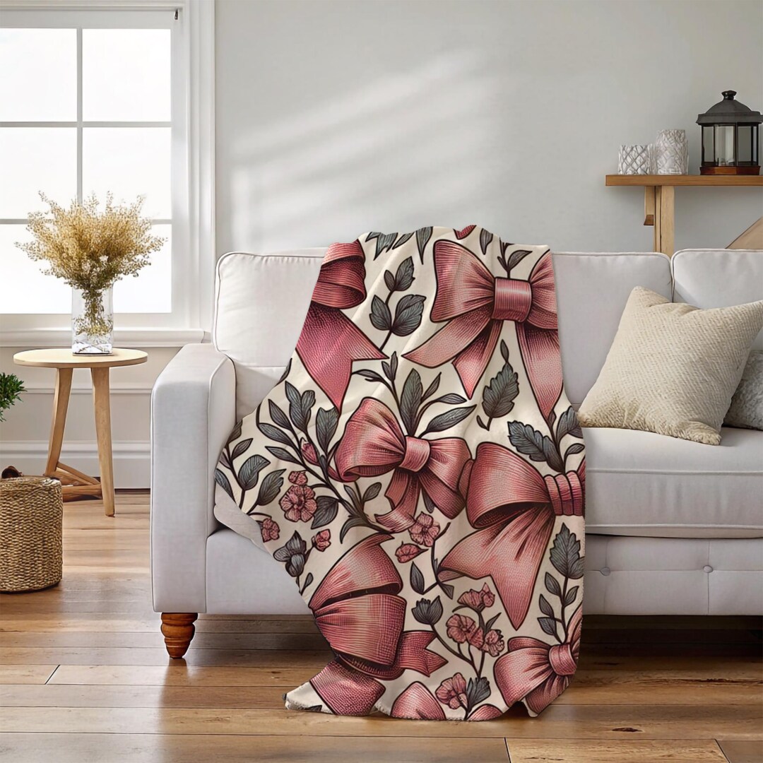 Coquette Ribbons and Bows Plush Throw Blanket Coquette Room Decor ...
