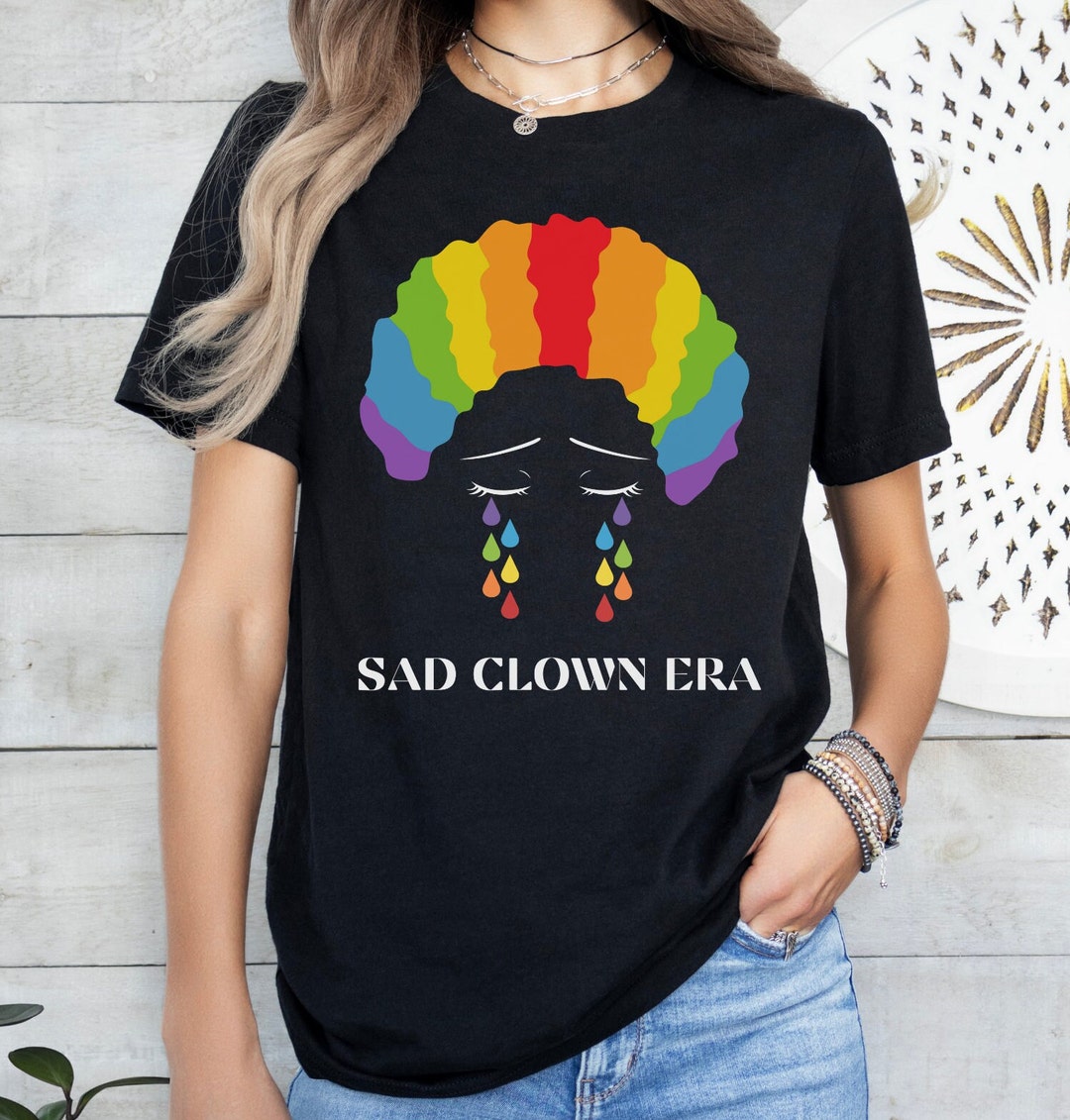 Sad Clown Tshirt, Loose Fit Clowncore Shirt, Colorful Clowncore ...