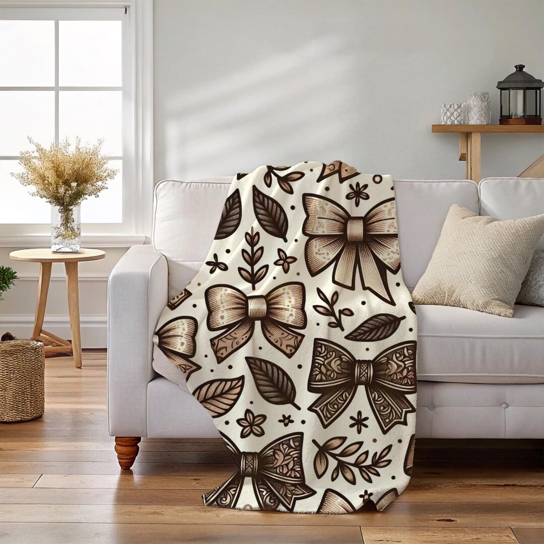 Dark Coquette Ribbons and Bows Plush Throw Blanket Coquette Room Decor ...
