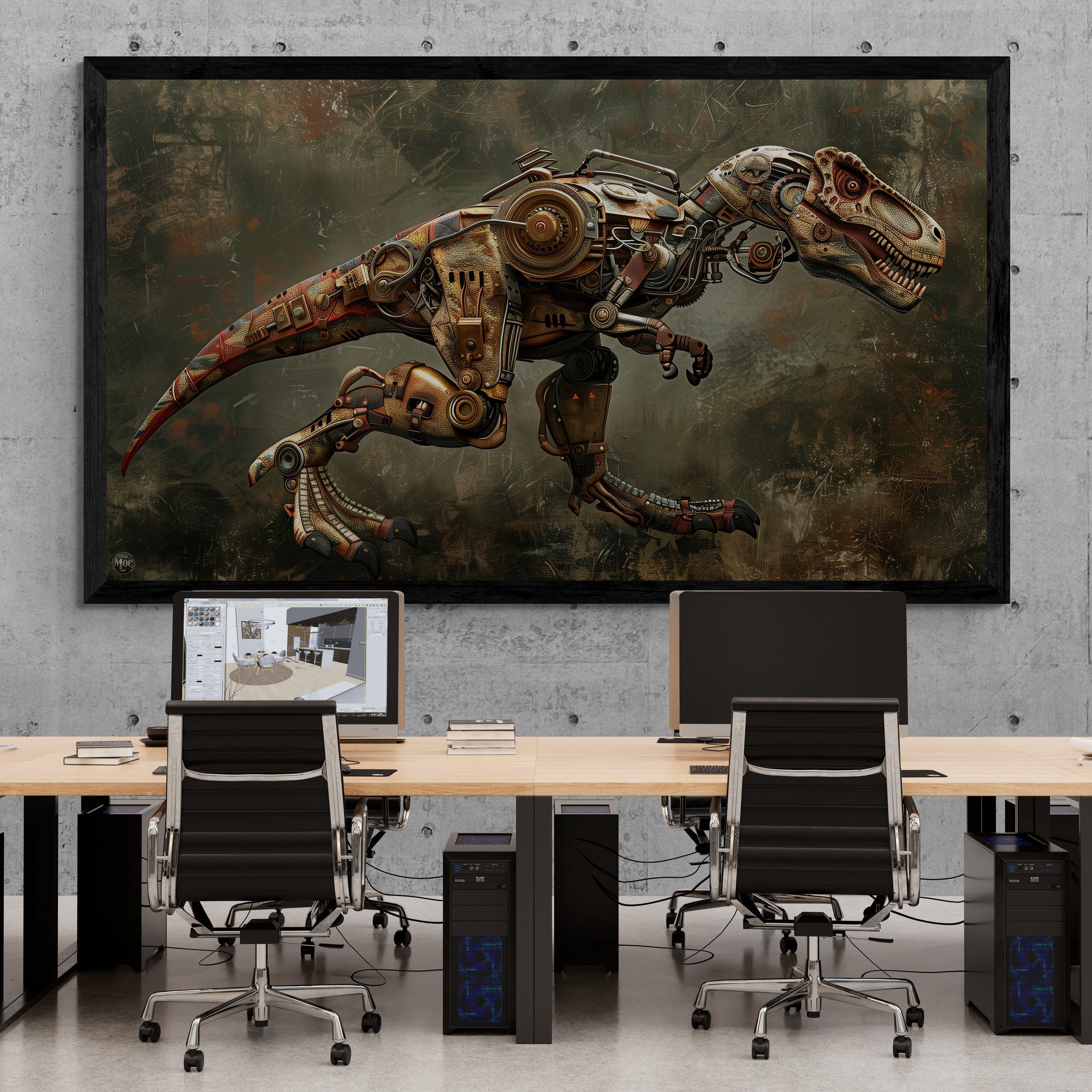 Mechanical T-rex, Steampunk Dinosaur Art, AI Art, Cyberpunk T-rex, Home ...