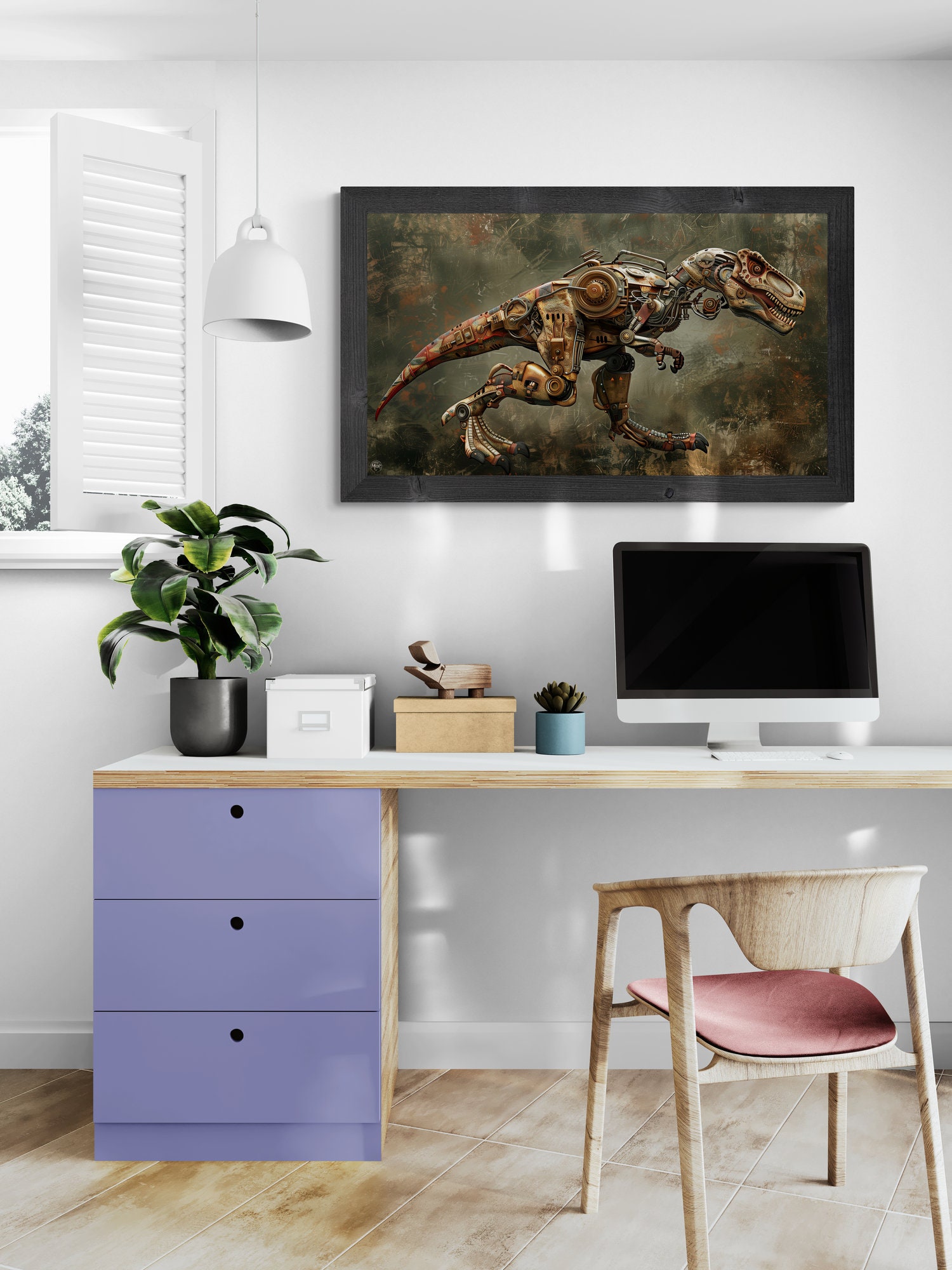 Mechanical T-rex, Steampunk Dinosaur Art, AI Art, Cyberpunk T-rex, Home ...