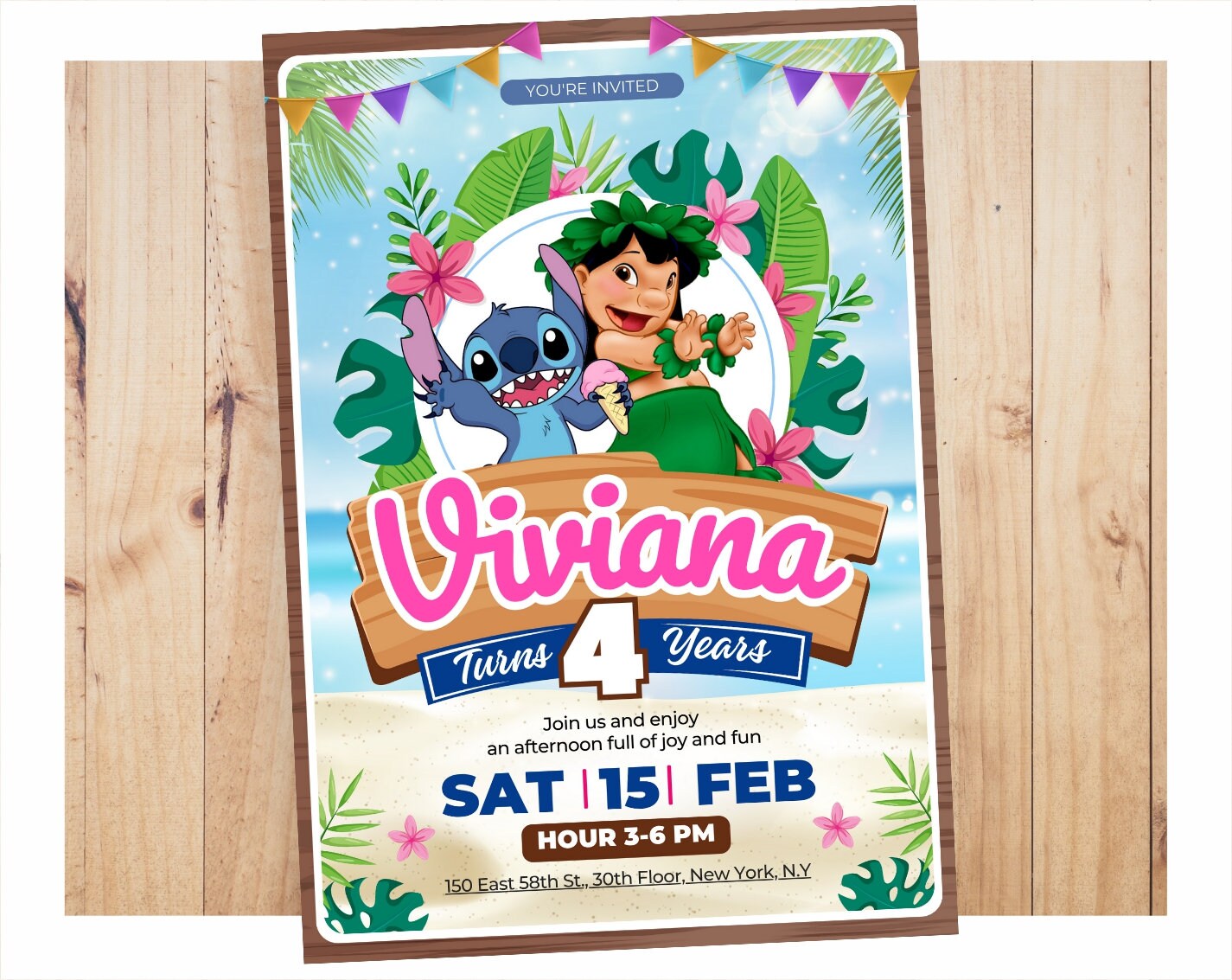 Invitacion de cumpleaños de lilo y stitch editable Lilo and Stitch ...