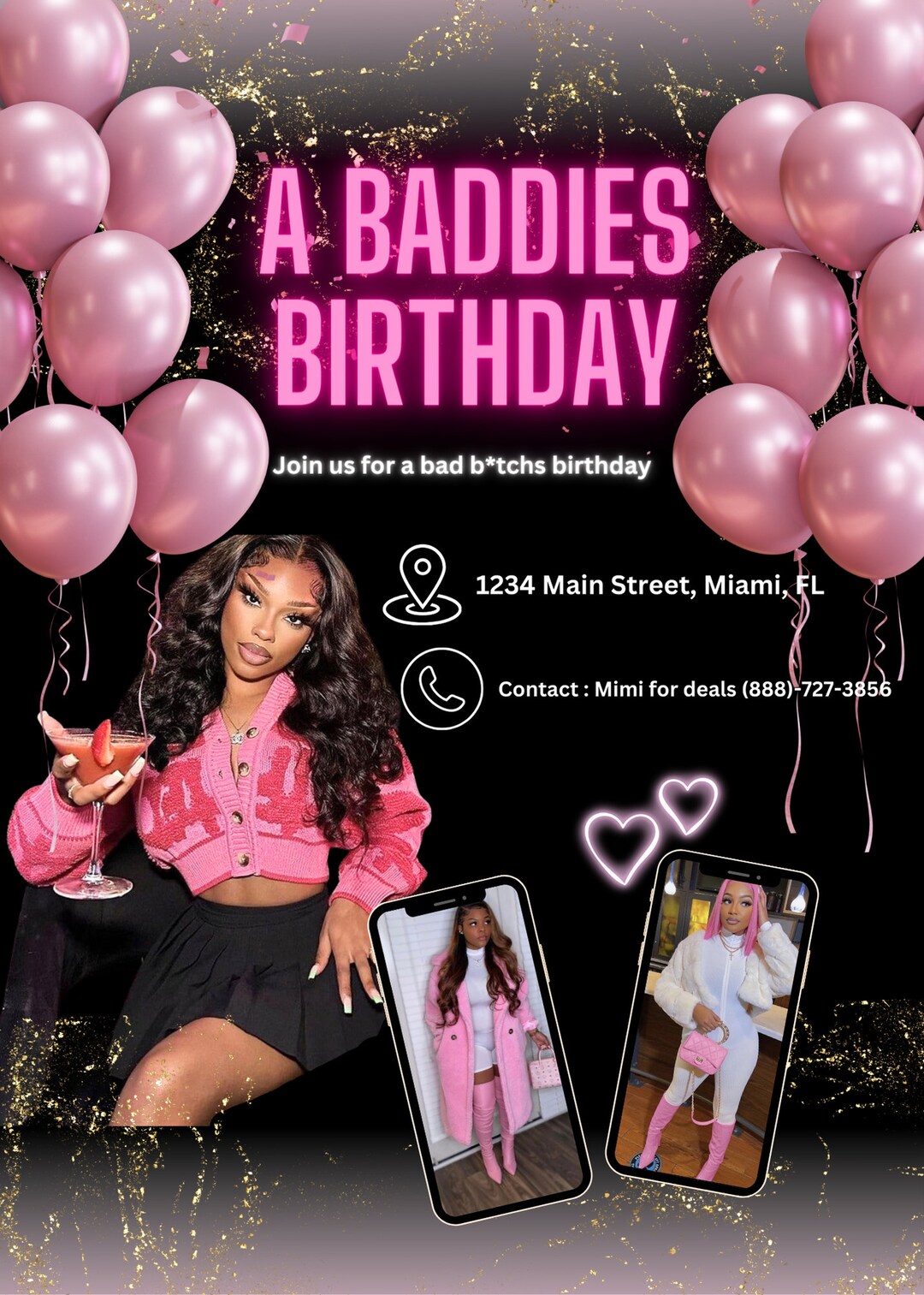 Baddie Birthday Digital Template - Etsy