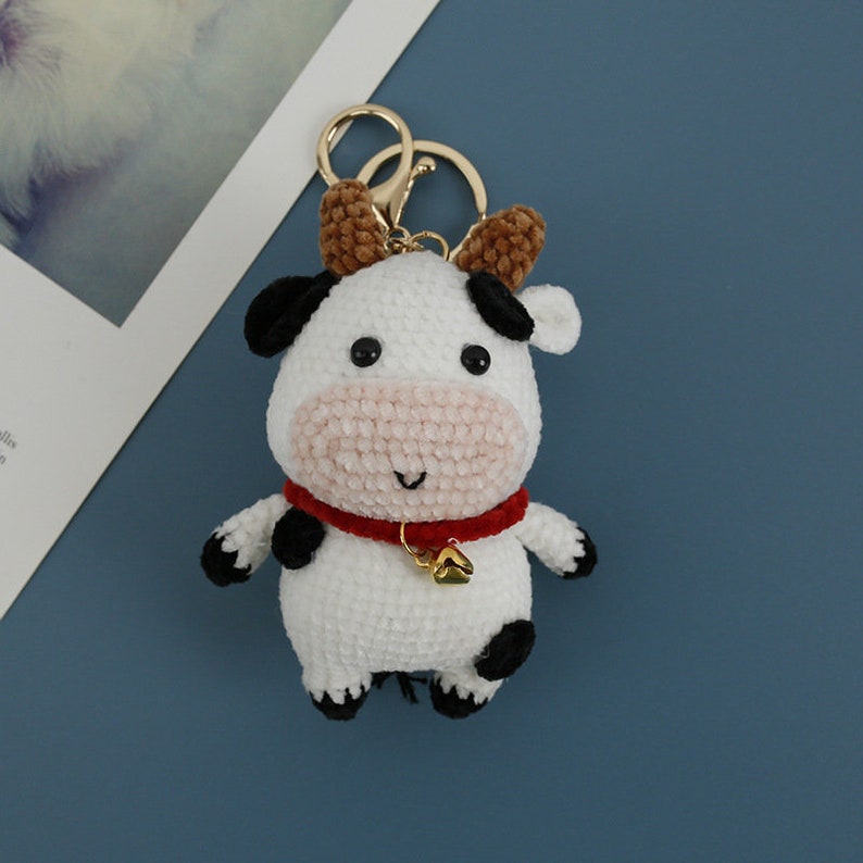 Crochet Cow, Crochet Keyring, Bag Charm, Amigurumi Key Ring, Keyring ...