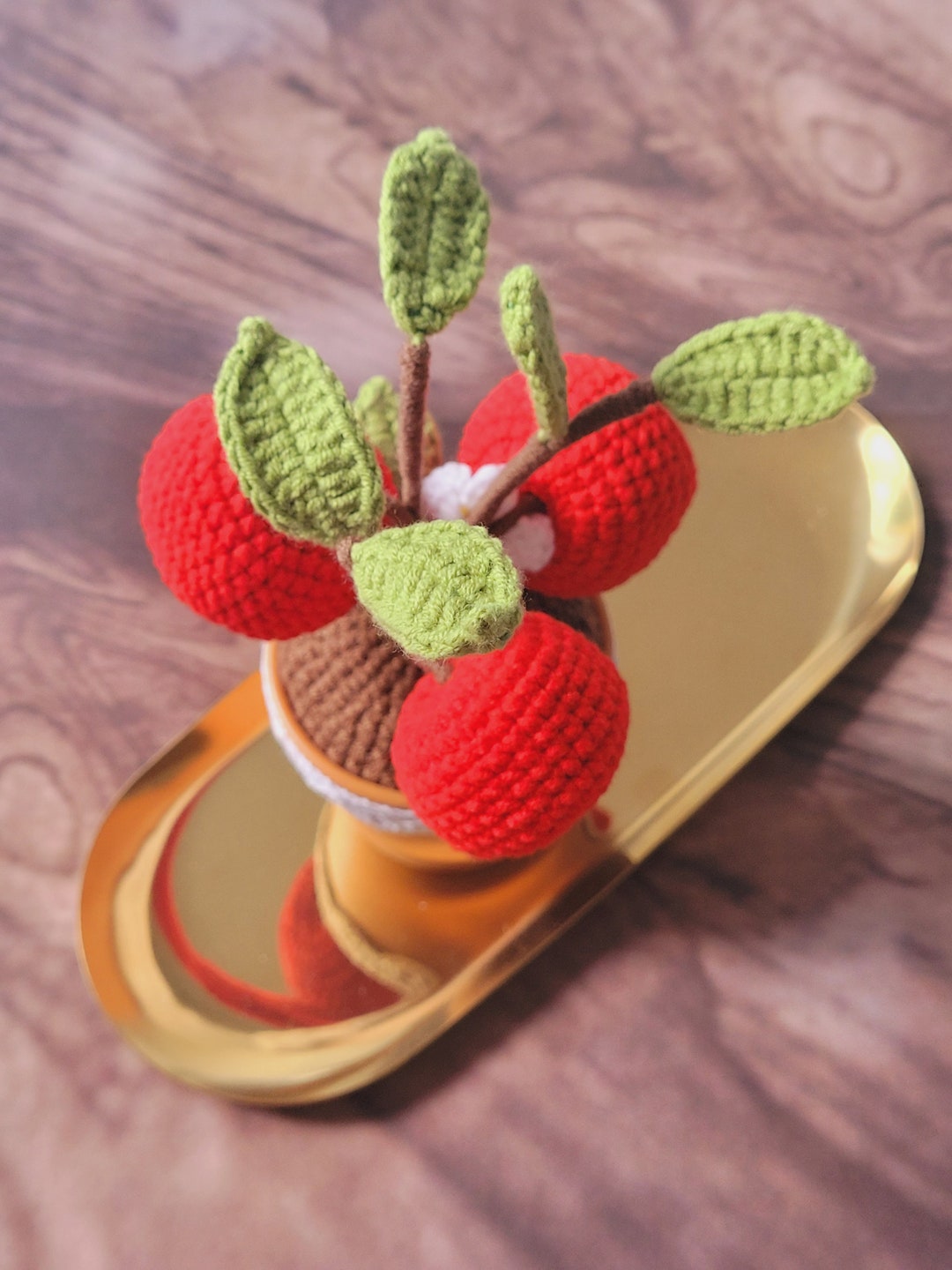 Crochet Apple Tree, Amigurumi Heart, Handmade Apple Plants, Gift for ...