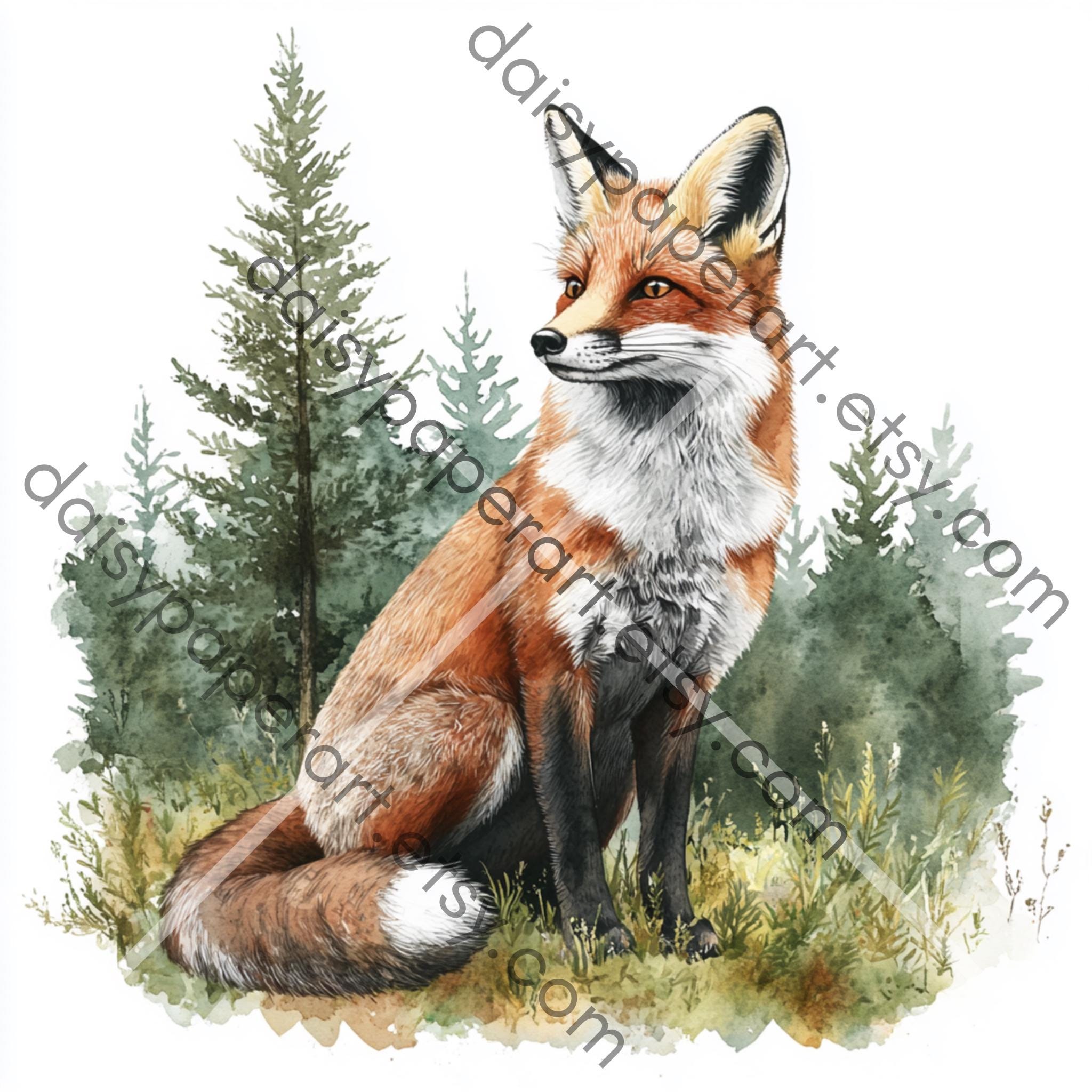 12 Fox Clip Art Images Jpgs Printable Downloadable Watercolor Fox ...