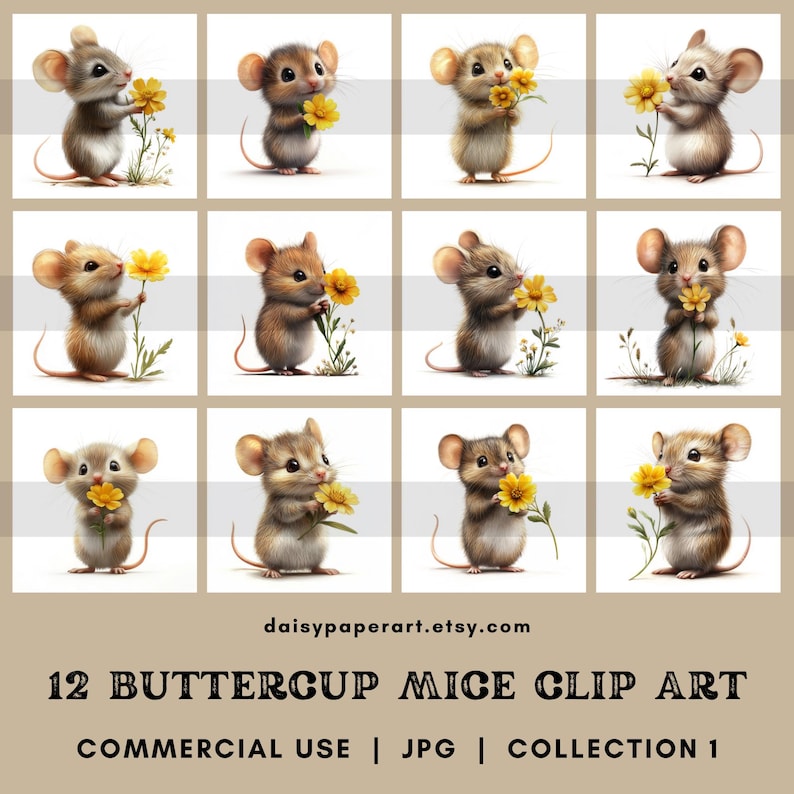 12 Mice Clip Art Images Printable Jpgs Downloadable Buttercup Mouse ...