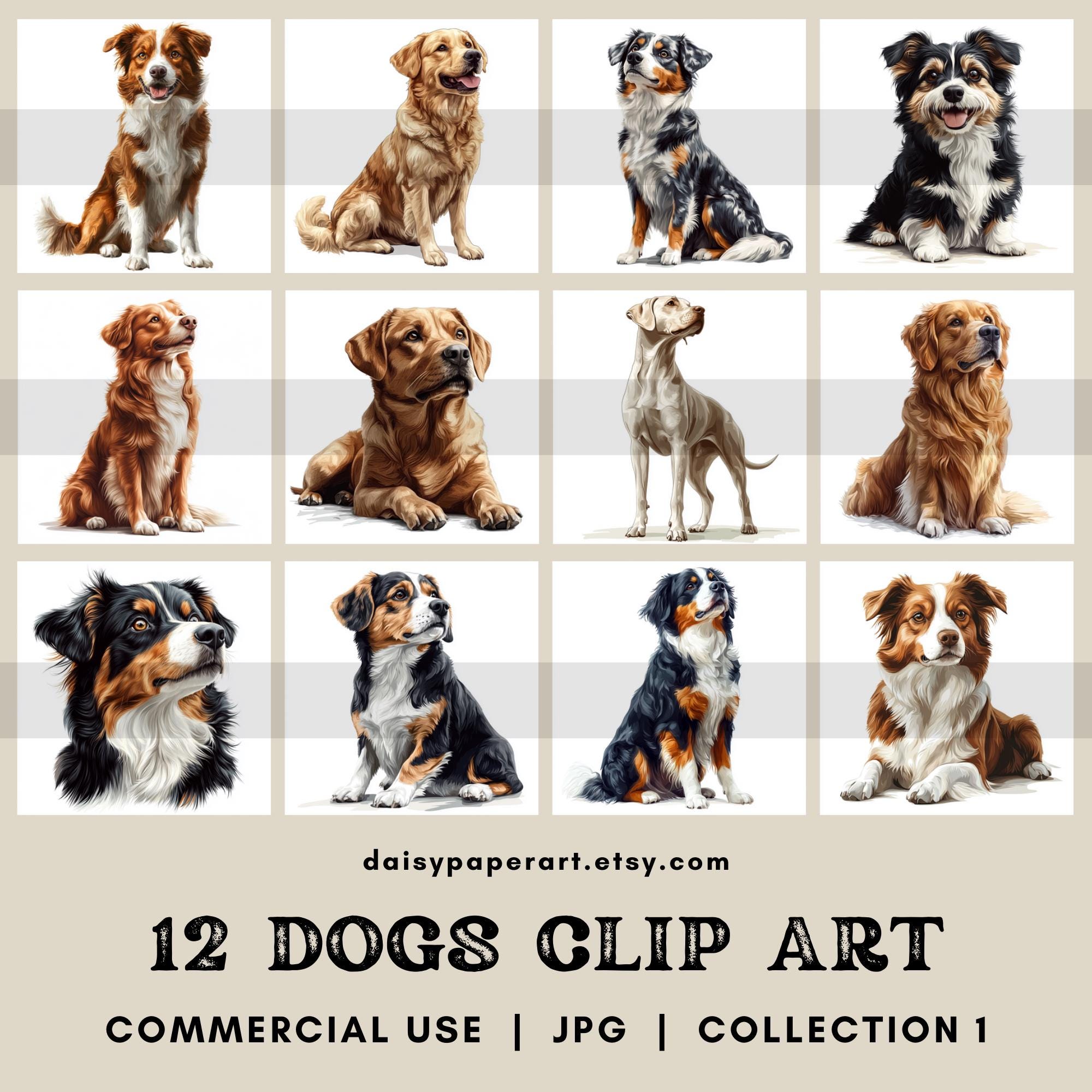 12 Dog Clip Art Images Printable Jpgs Downloadable Dog Digital Papers ...