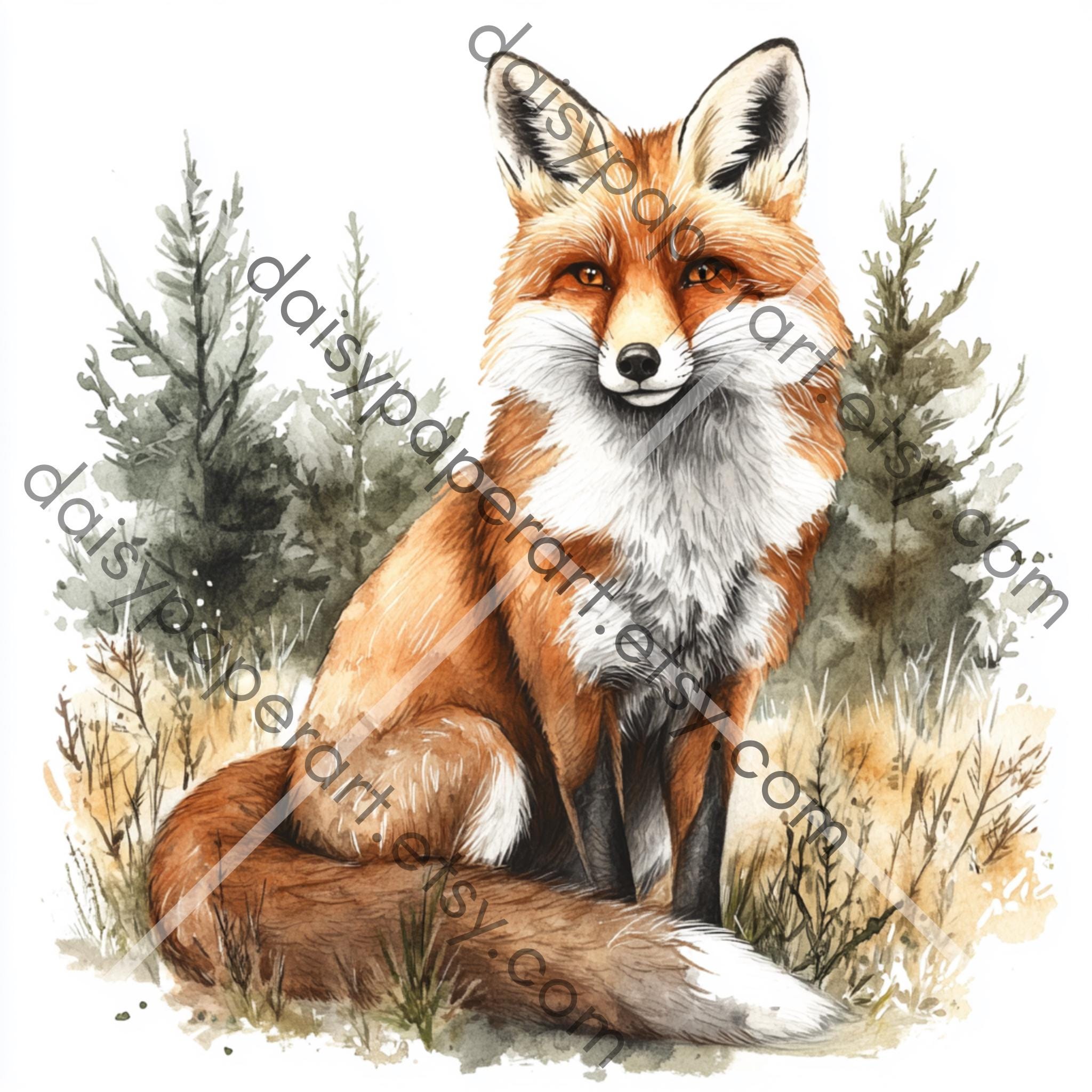 12 Fox Clip Art Images Jpgs Printable Downloadable Watercolor Fox ...