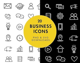 Business Features Symbols Line Icons Pack SVG, Minimalist Small ...