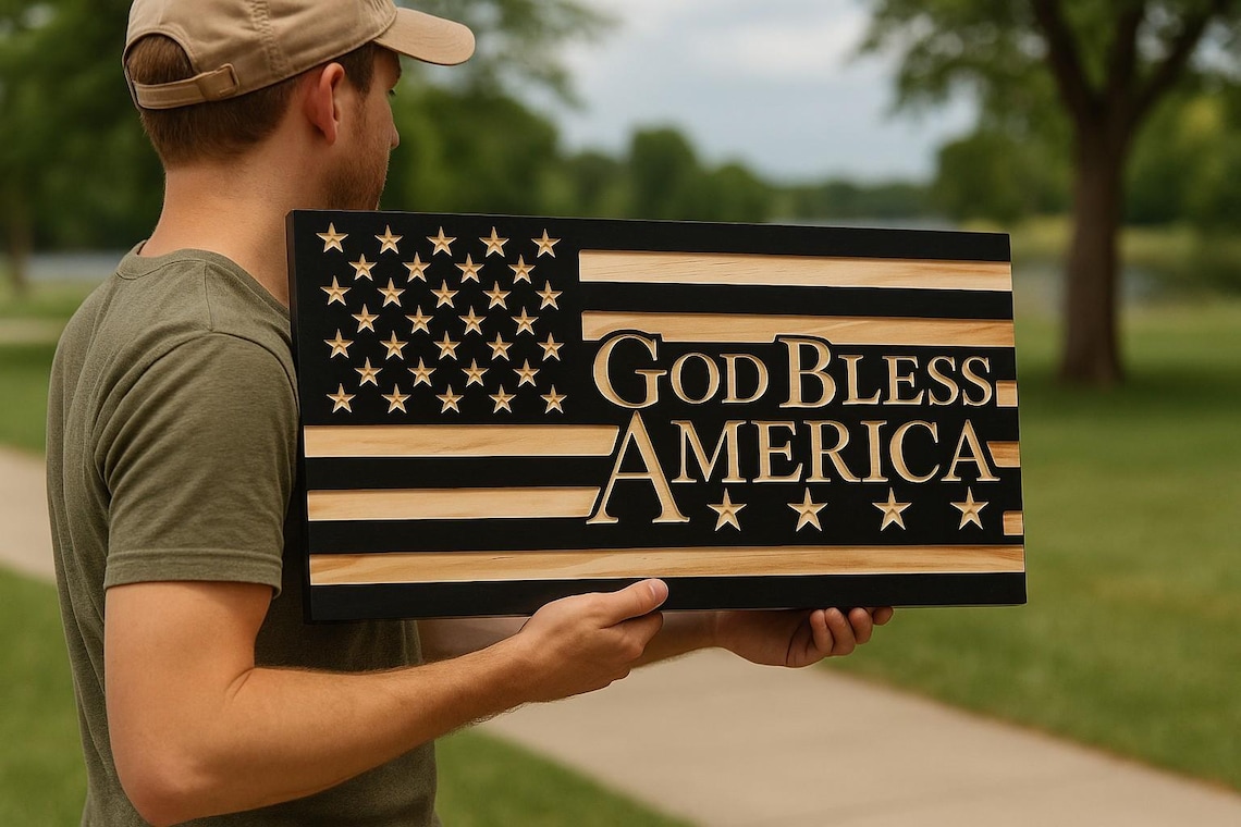 God Bless America Wooden Flag Wall Hanging - Etsy