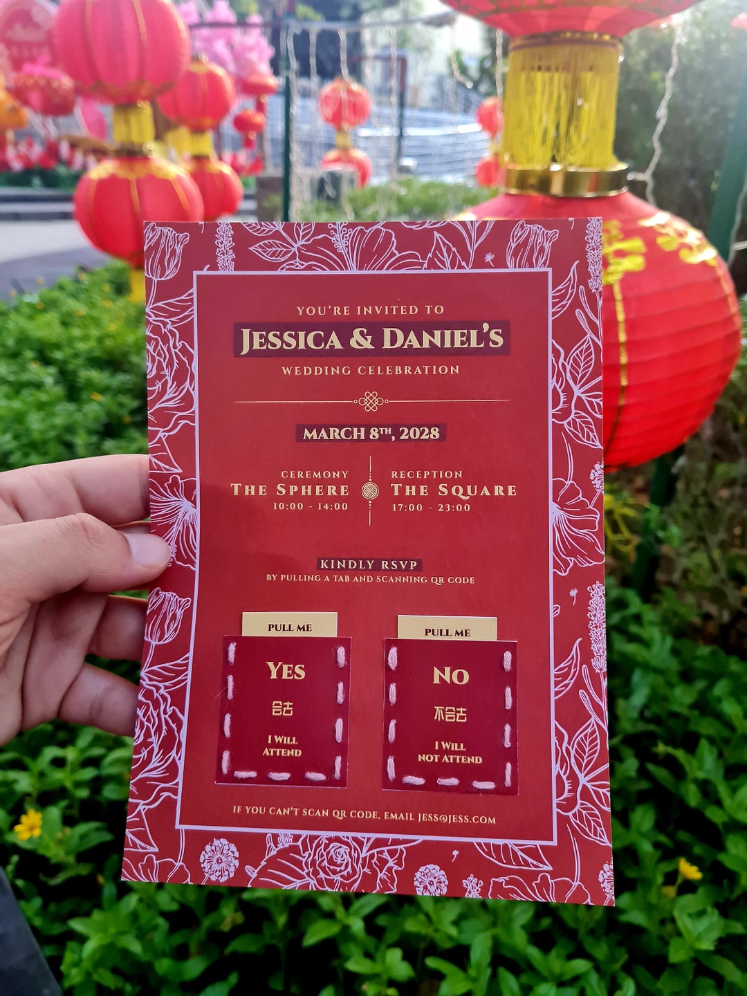 100 Wedding Invite Cards - Chinese Pattern Marriage Invitation - Floral ...