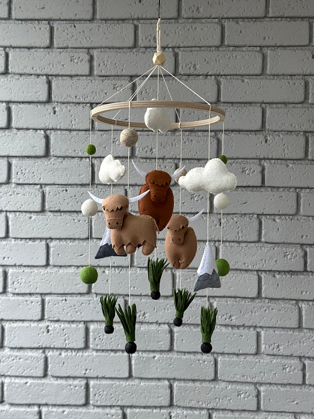 Scottish Highland Cow Mobile, Farm Nursery Decor, Hairy Cow Mobile - Etsy