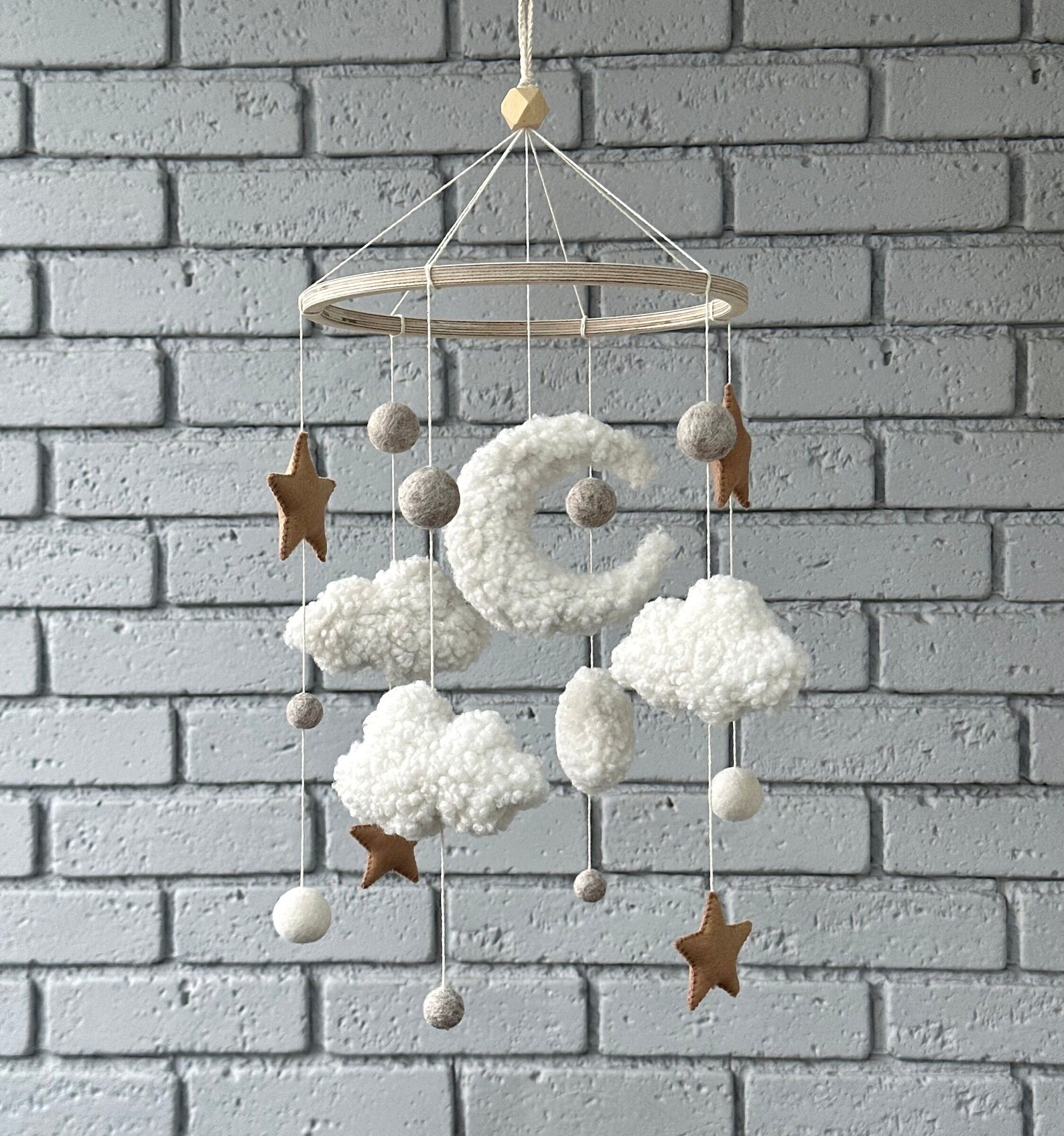 Boucle Moon and Stars Baby Mobile, White Boucle Mobile, Boucle Mobile ...