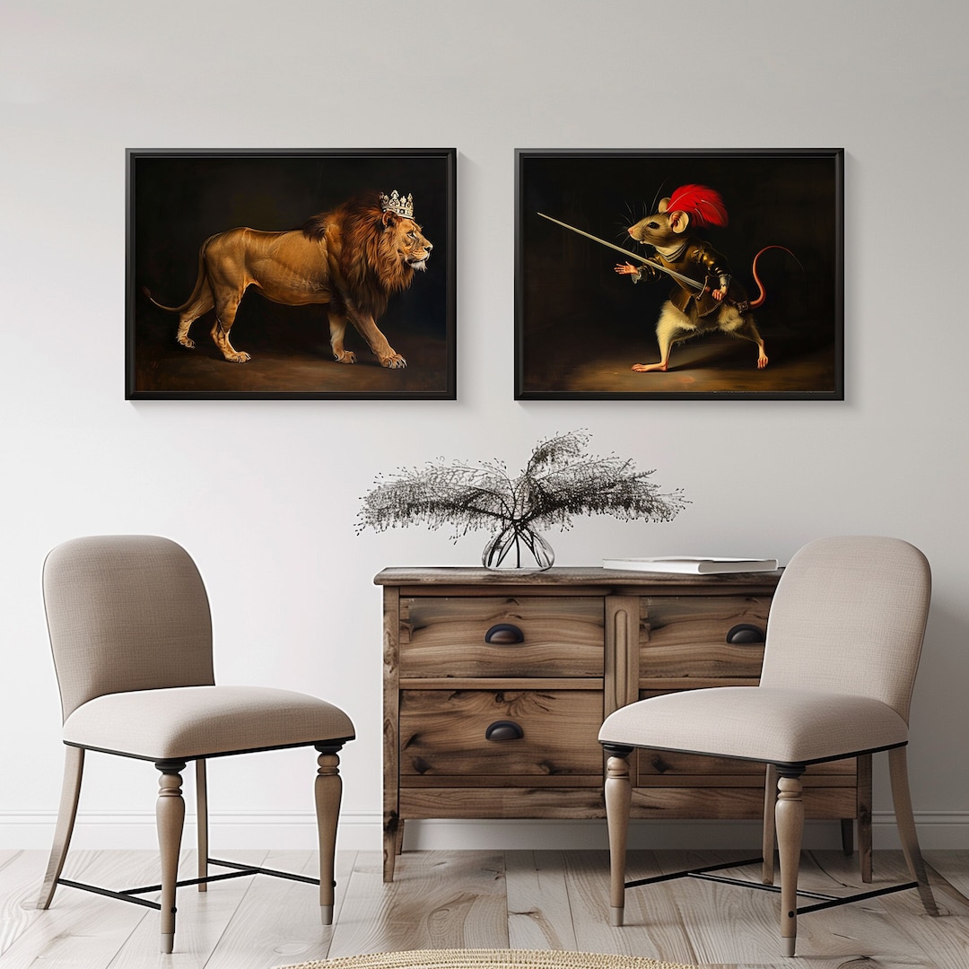 Lion and Mouse Matching Prints, Reepicheep Poster, Aslan Artwork ...