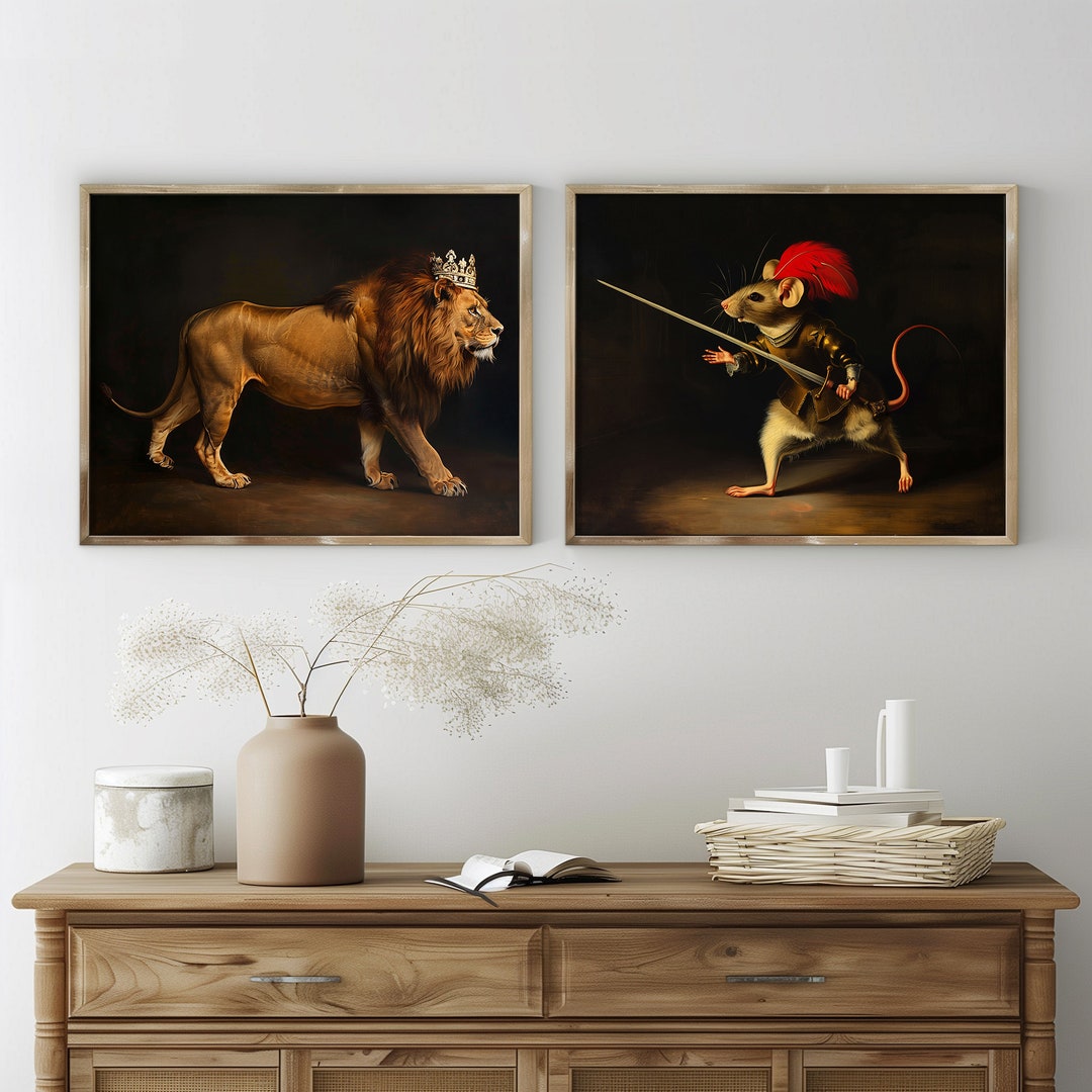 Lion and Mouse Matching Prints, Reepicheep Poster, Aslan Artwork ...