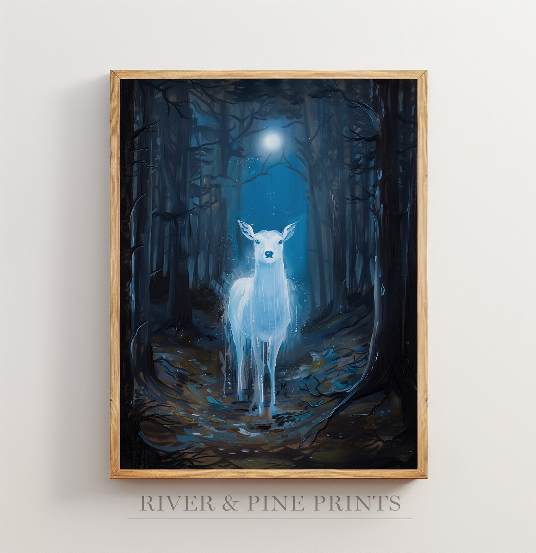 Translucent Blue Doe Wall Art, Magical Creature Artwork, Wizarding ...