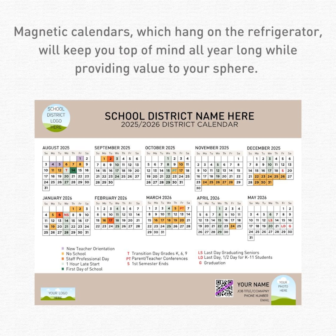 2025-2026 Magnetic School Calendar Template – Editable in Canva - Etsy