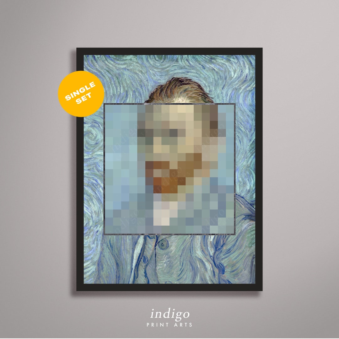 Pixelated Abstract Vincent Van Gogh Self Portrait Poster Wall Art Decor ...