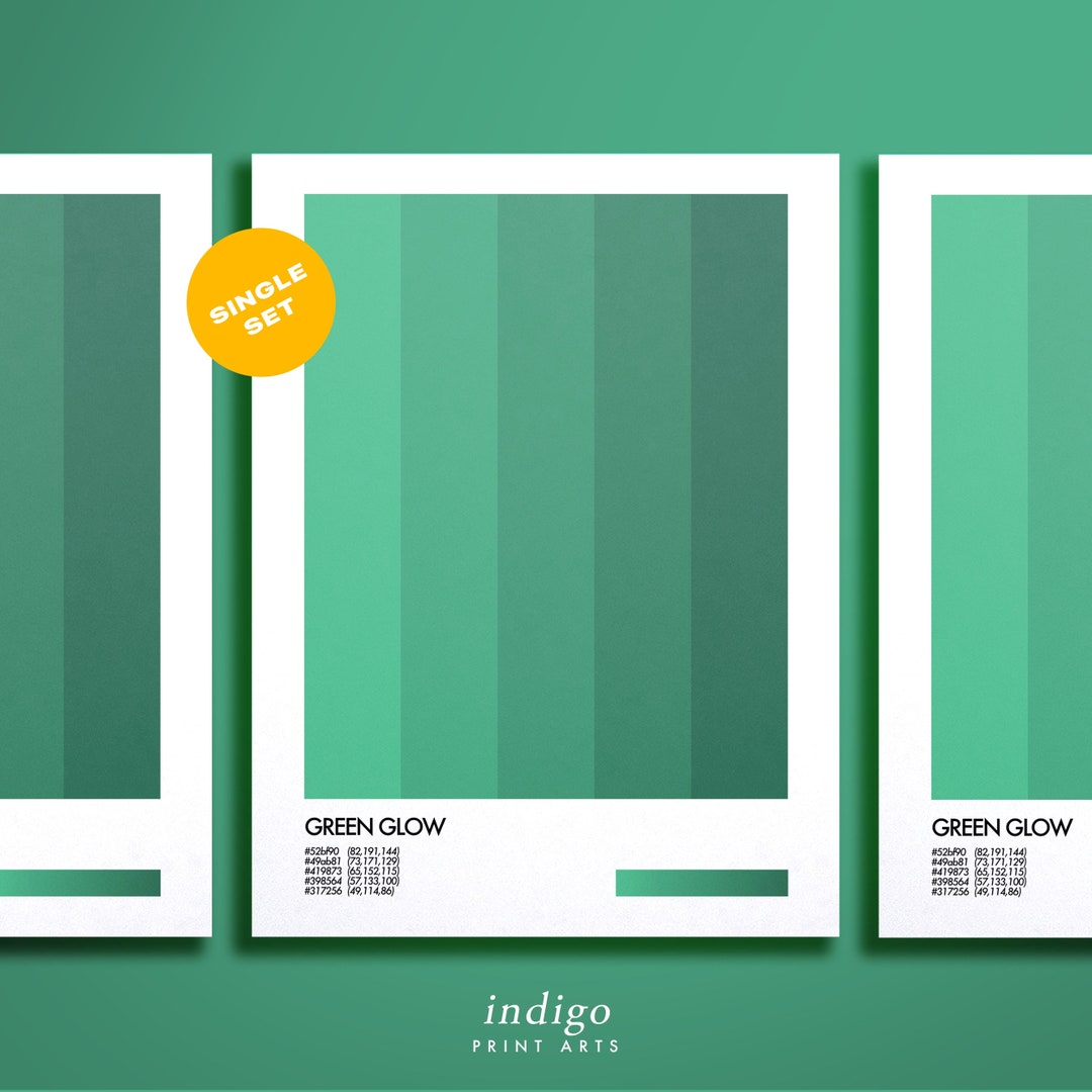 Green Color Palette Poster Pantone Block Wall Art Swatch Gradient ...