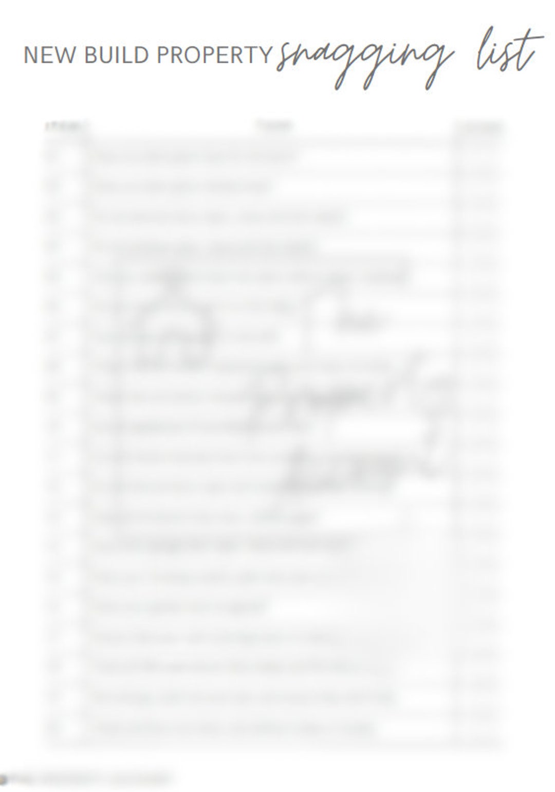 New Build Snagging List Printable Perfect for Brand New UK Homes - Etsy