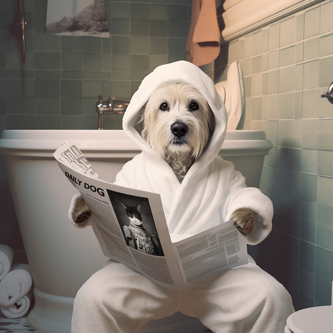 Custom Dog Portrait, Pet Bathroom Portrait, Funny Pet Portrait, Pet ...