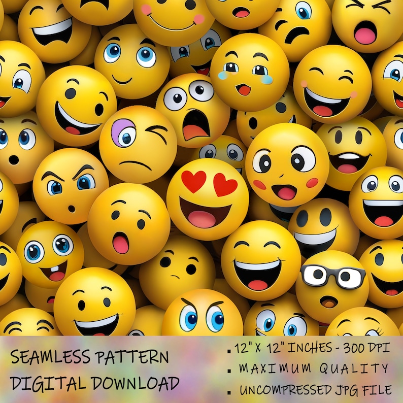 Emojis, Emojis Seamless Pattern. - Etsy