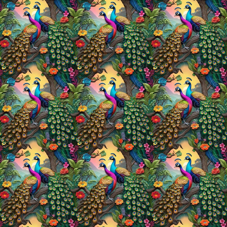 Peacocks, Peacocks Digital Paper, Seamless File. - Etsy