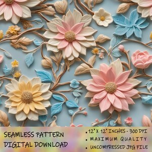 Flower Digital Paper, Seamless Floral. - Etsy