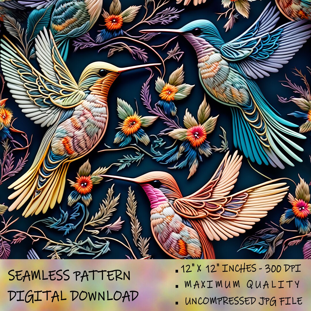 Hummingbirds Seamless Pattern. - Etsy