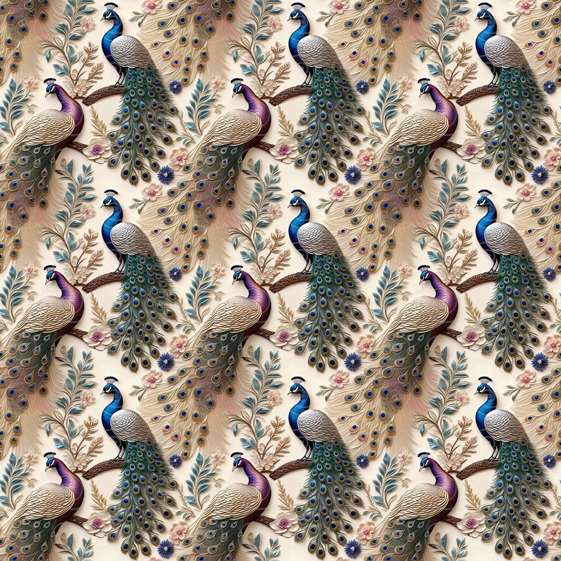 Peacocks Seamless Pattern - Etsy