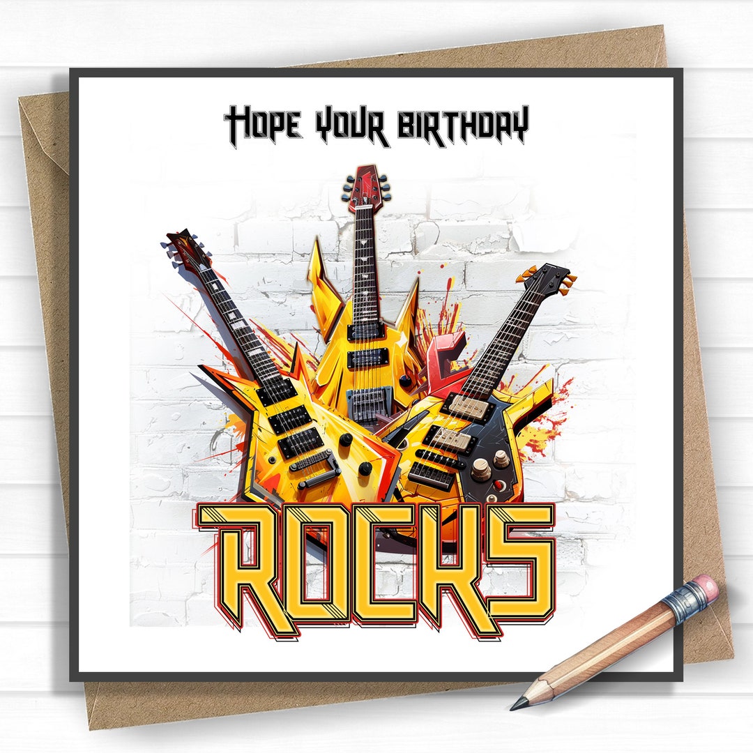 Guitar Birthday Card – Rock or Heavy Metal Greeting for Guitarists ...