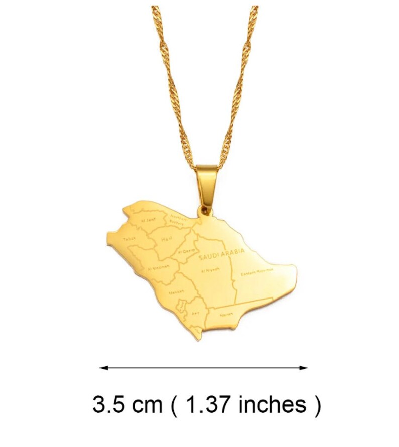 Saudi Arabia Map Outline Pendant Necklace saudi Arabia Map With City ...