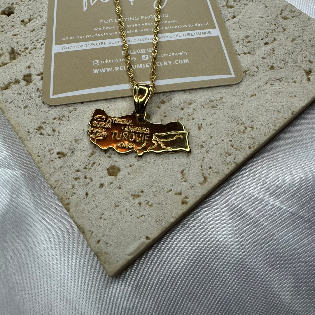 Turkey Map Outline Pendant Necklace map of Turkey Charm Necklace ...
