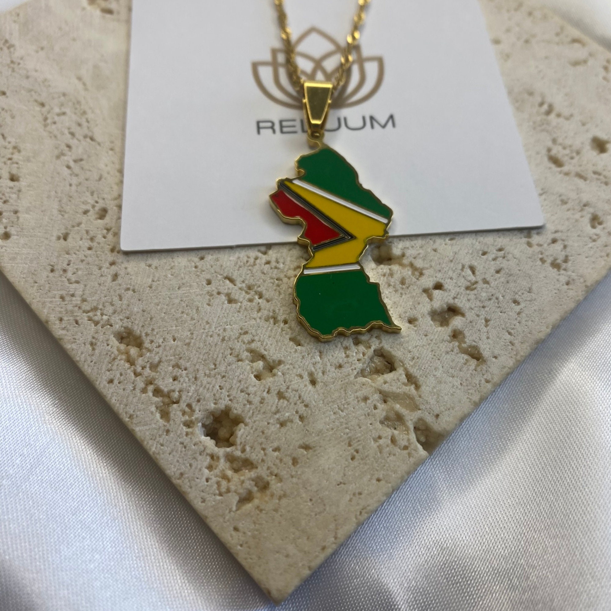 Guyana Map Outline Pendant Necklace Guyana Flag Charm Necklace guyanese ...