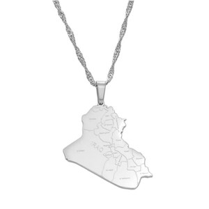 Iraq Map Outline Pendant Necklace iraq Map With City Names Charm ...