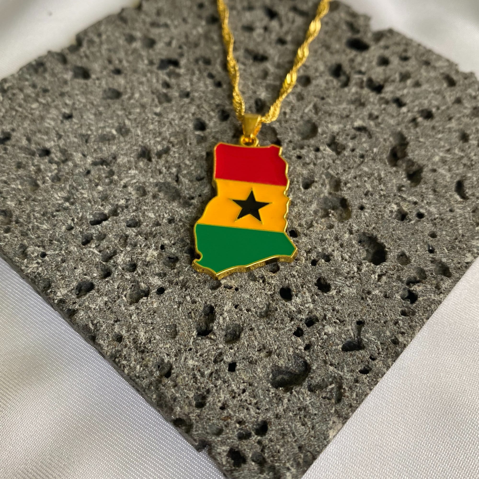 Ghana Map Outline Pendant Necklace flag of Ghana Charm Necklace ...