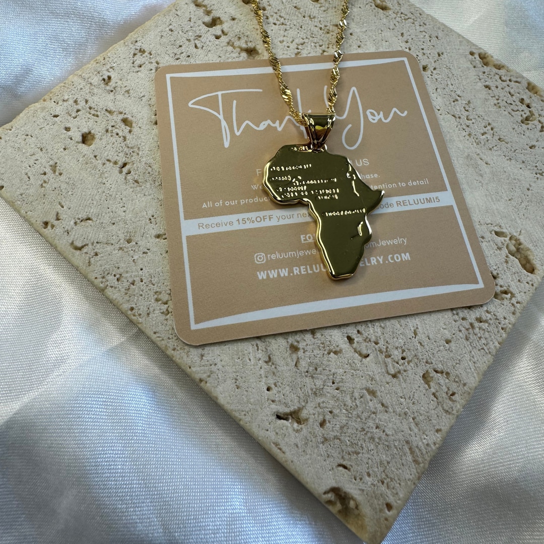 Africa Map Outline Pendant Necklace map of Africa Charm Necklace ...