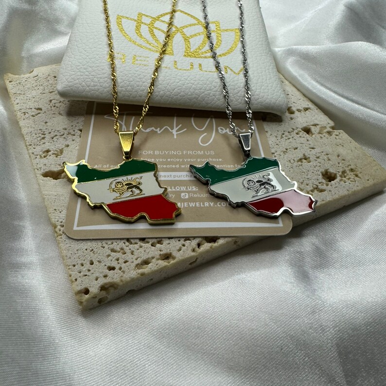 Iran Map Outline Pendant Necklace iran Flag Charm Necklace gift ...