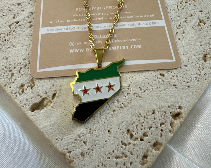 Syria Map Necklace With Arabic Calligraphy 18K GOLD / SILVER - Etsy Canada