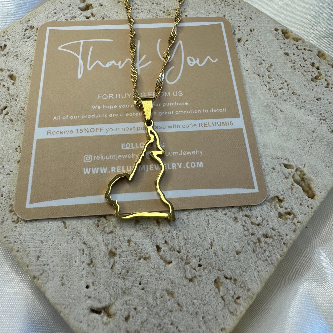 Cameroon Map Outline Pendant Necklace african Culture Jewelry cameroon ...