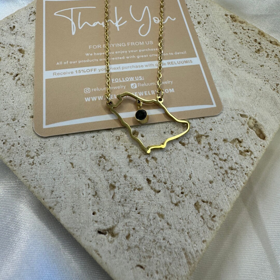 Saudi Arabia Map Outline Pendant Necklace saudi Arabia Map With Green ...