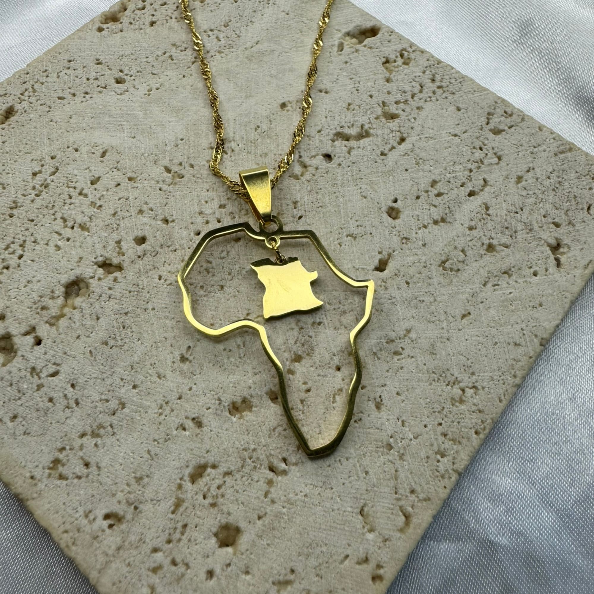 Africa Map Outline Pendant Necklace africa Map With Angola Small Map ...